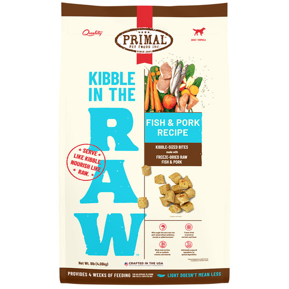 Primal Kibble In The Raw Fish & Pork Recipe Kibble-Sized Bites Dog Foo ...